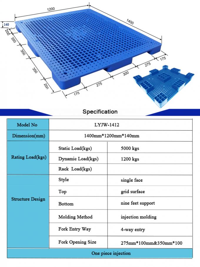 1200*1400 Recycled Nestable Plastic Pallet Warehouse Storage Plastic Skids