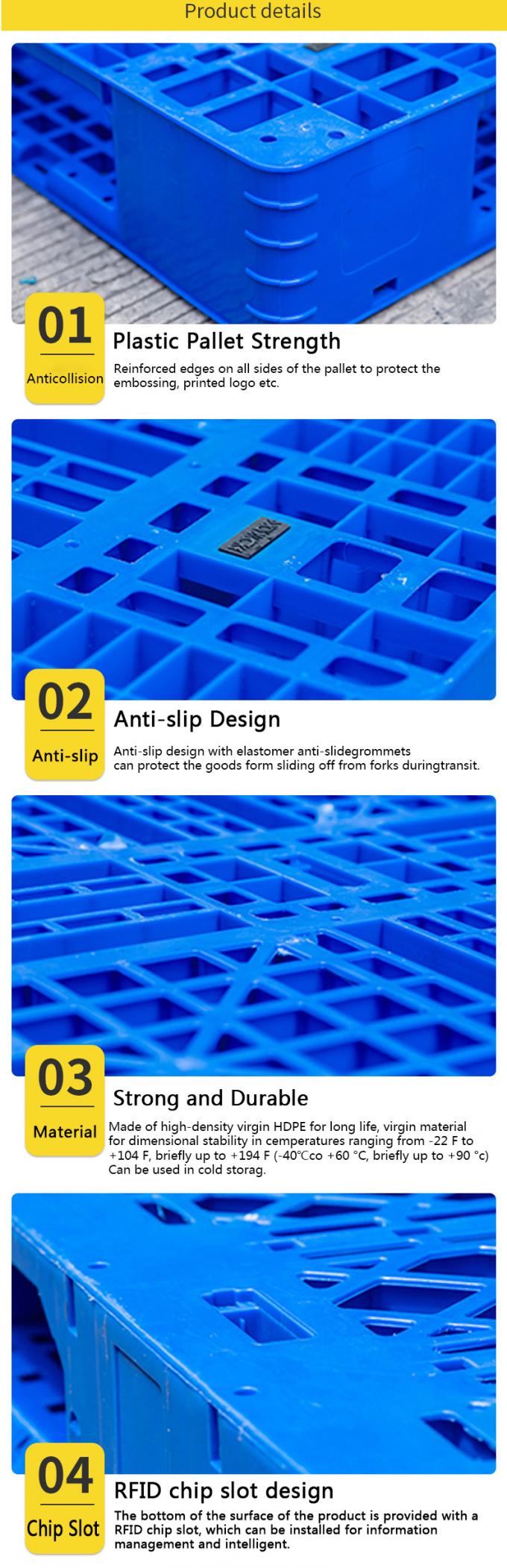 Blue Euro HDPE Plastic Pallets Nestable Heavy Duty Plastic Skids