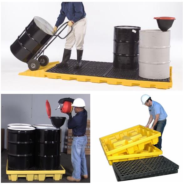 220L IBC Plastic Spill Pallets 55 Gallon Drum Containment Yellow