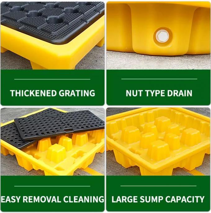 Low Profile Plastic Spill Pallets 4 Drum Bunded Spill Pallet