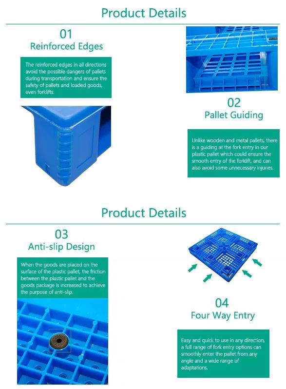 Recycled Heavy Duty Plastic Pallet 1400x1200 Polyethylene Plastic Skids